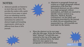 APA 7th Edition Abstract and Title pages | PPT