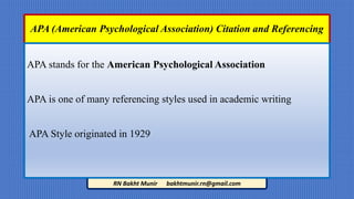 APA (American Psychological Association) Citation and Referencing | PPTX