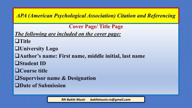 APA (American Psychological Association) Citation and Referencing | PPT