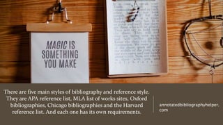 APA Annotated Bibliography Citations VS APA Reference List Citation | PPT