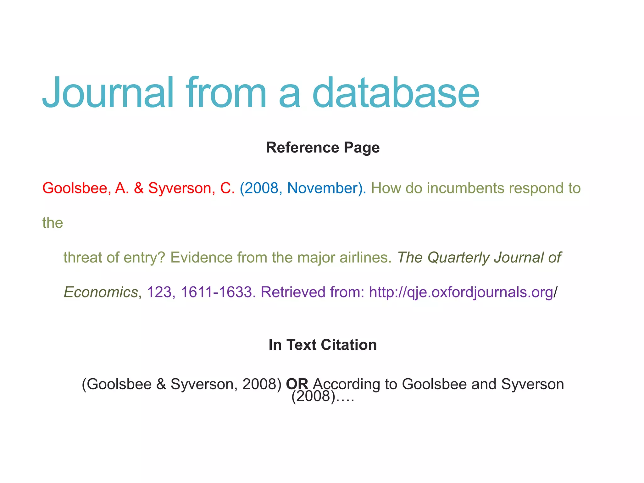 APA Basics: Citations | PPT