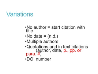 APA Basics: Citations | PPT