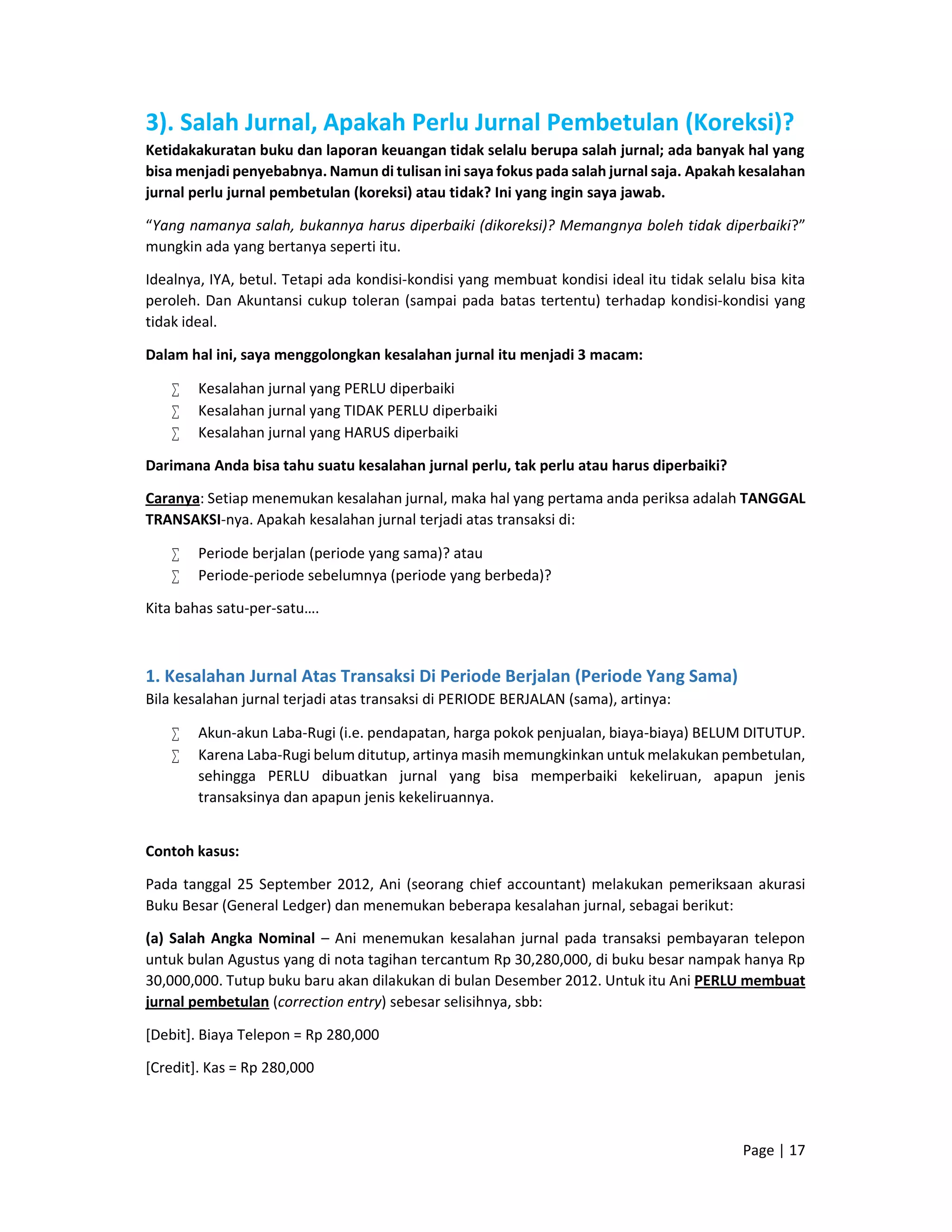 Perbedaan ADJUSTMENT, RE-CLASS & CORRECTION dalam jurnal entry | PDF