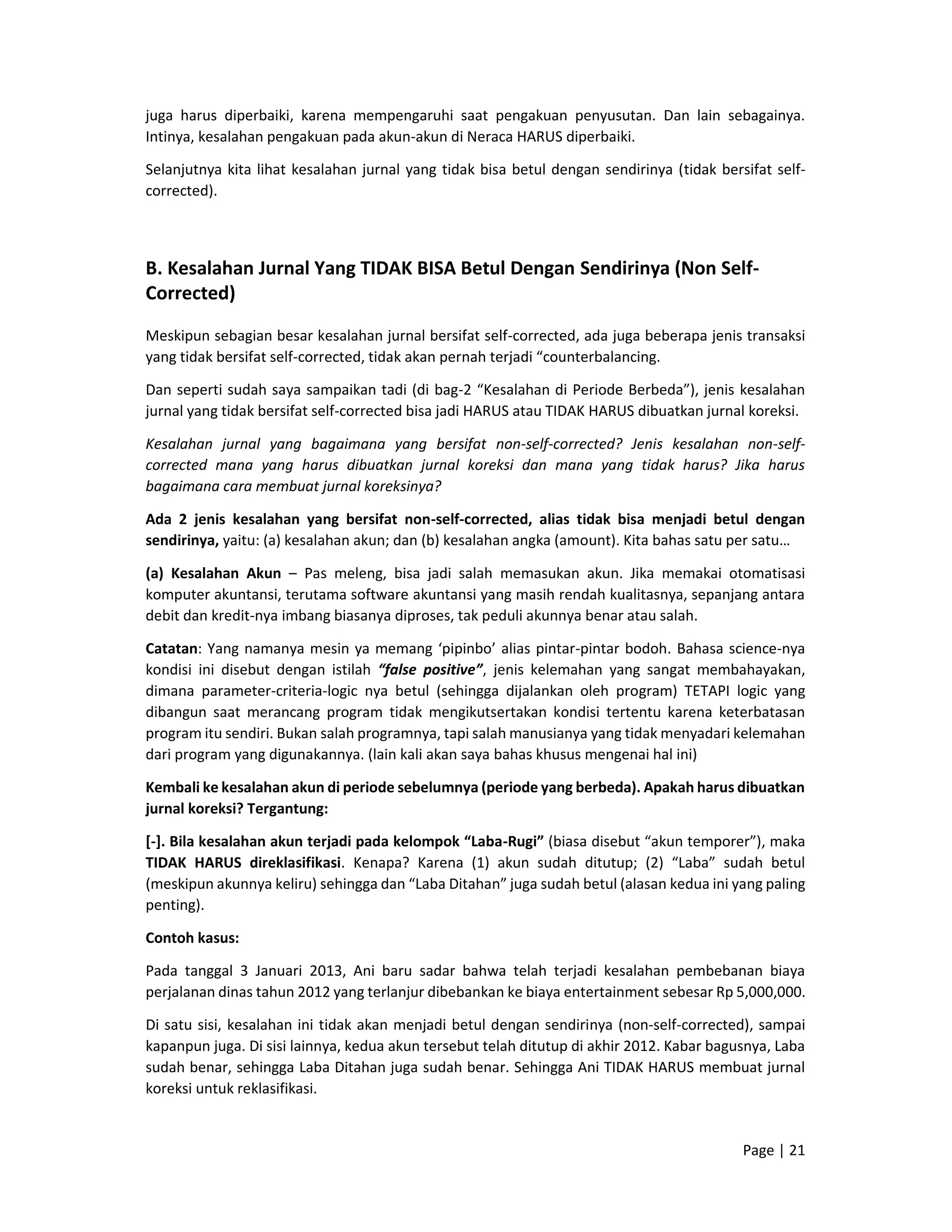 Perbedaan ADJUSTMENT, RE-CLASS & CORRECTION dalam jurnal entry | PDF