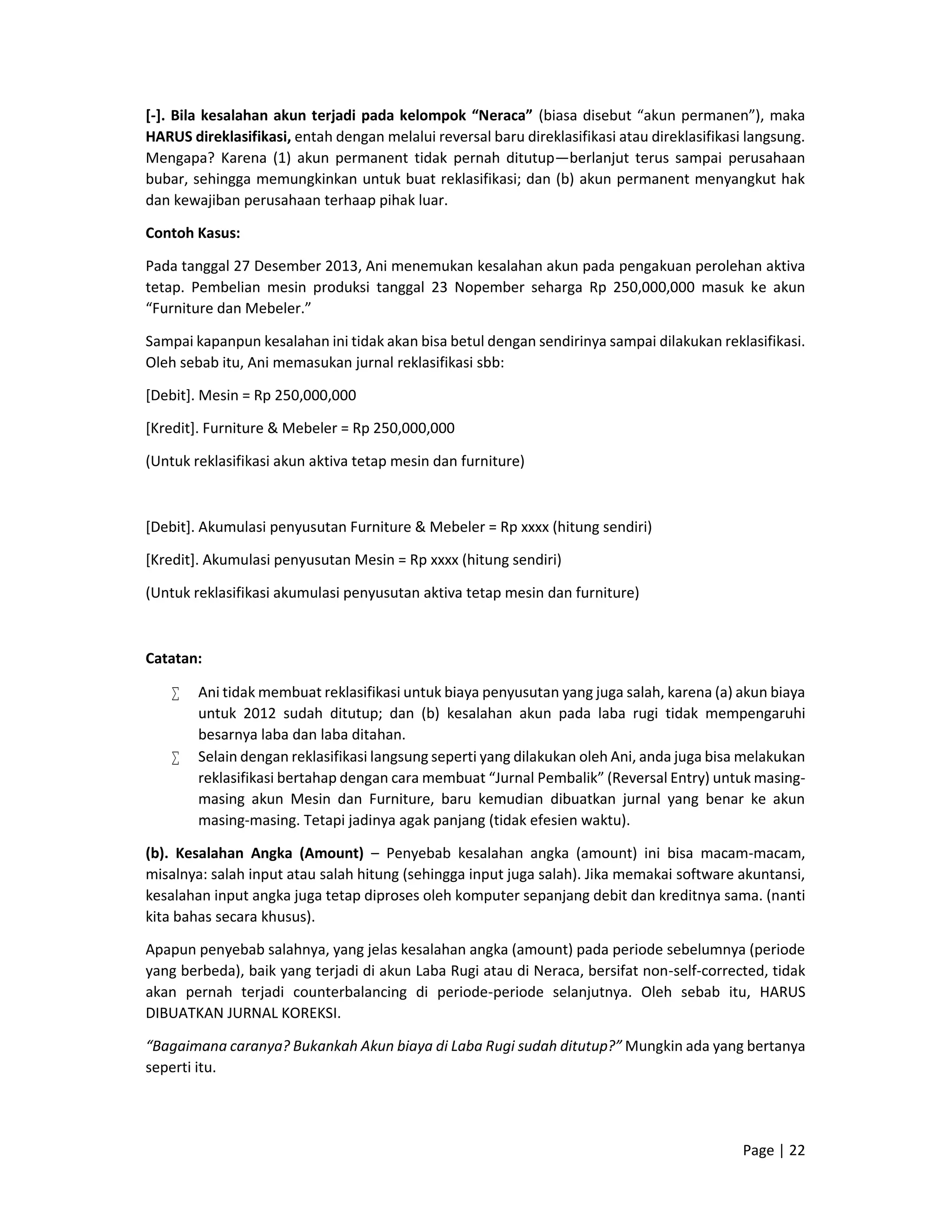 Perbedaan ADJUSTMENT, RE-CLASS & CORRECTION dalam jurnal entry | PDF