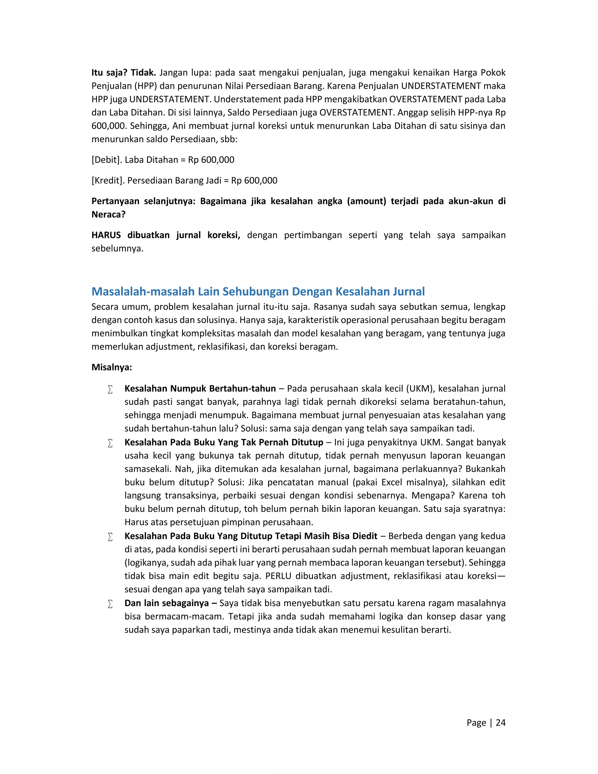 Perbedaan ADJUSTMENT, RE-CLASS & CORRECTION dalam jurnal entry | PDF