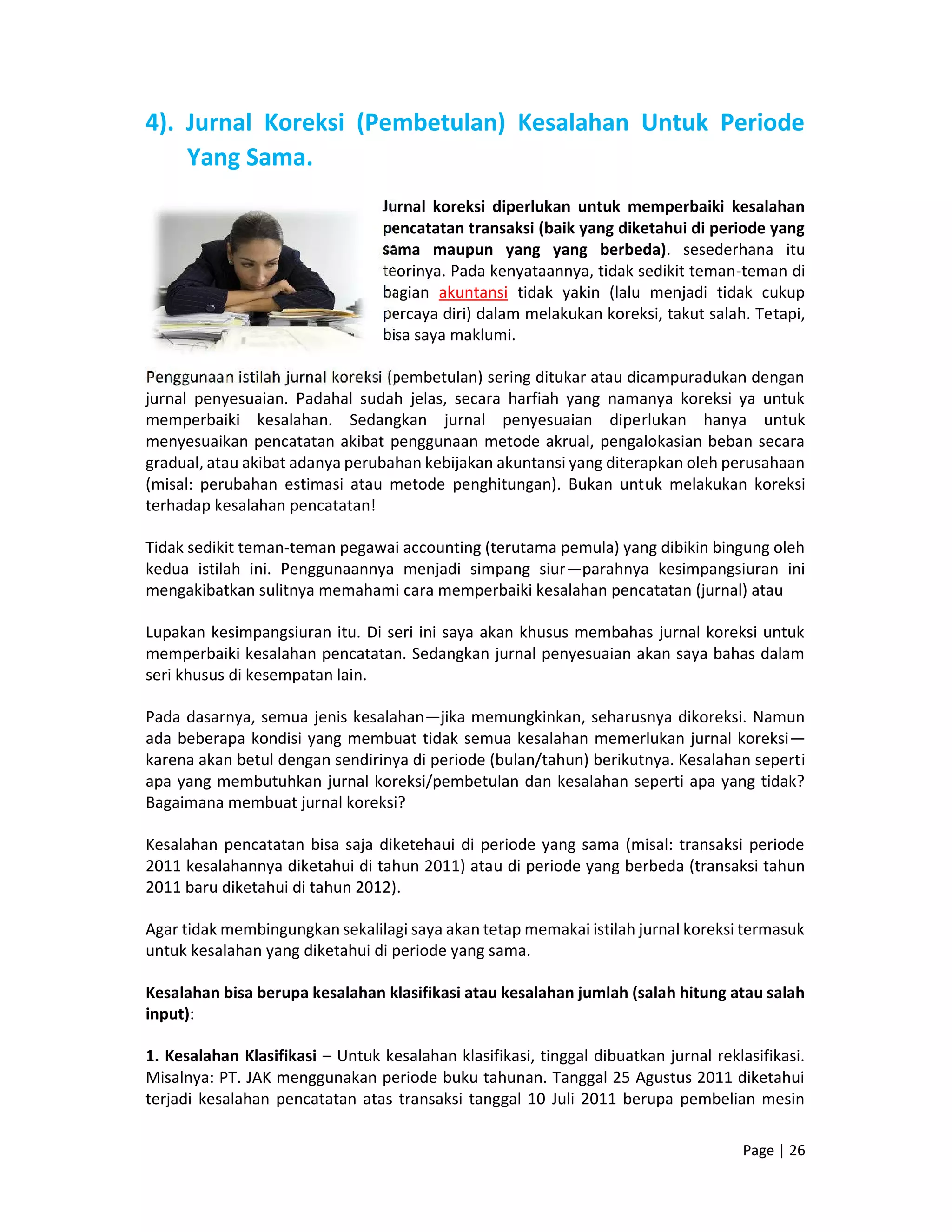 Perbedaan ADJUSTMENT, RE-CLASS & CORRECTION dalam jurnal entry | PDF