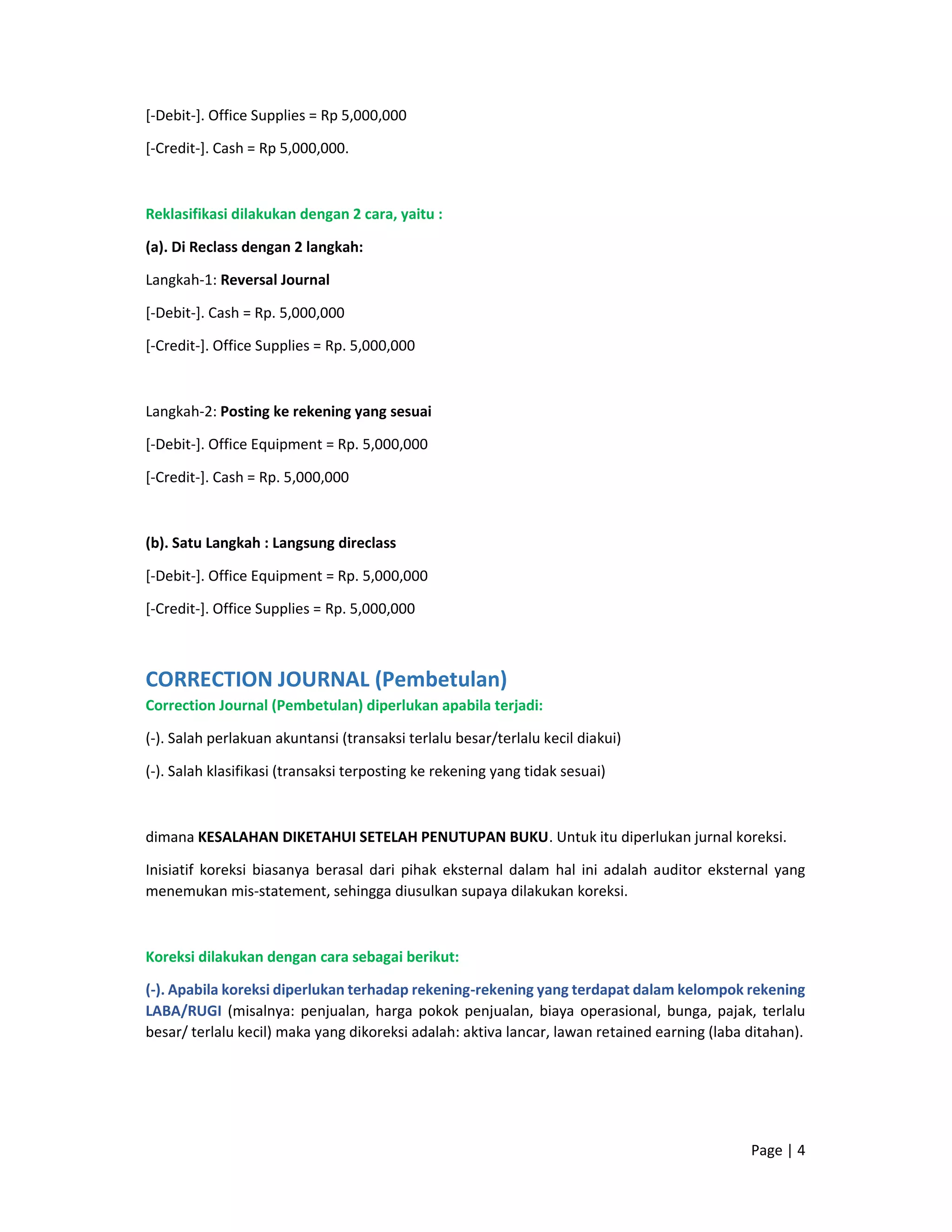 Perbedaan ADJUSTMENT, RE-CLASS & CORRECTION dalam jurnal entry | PDF