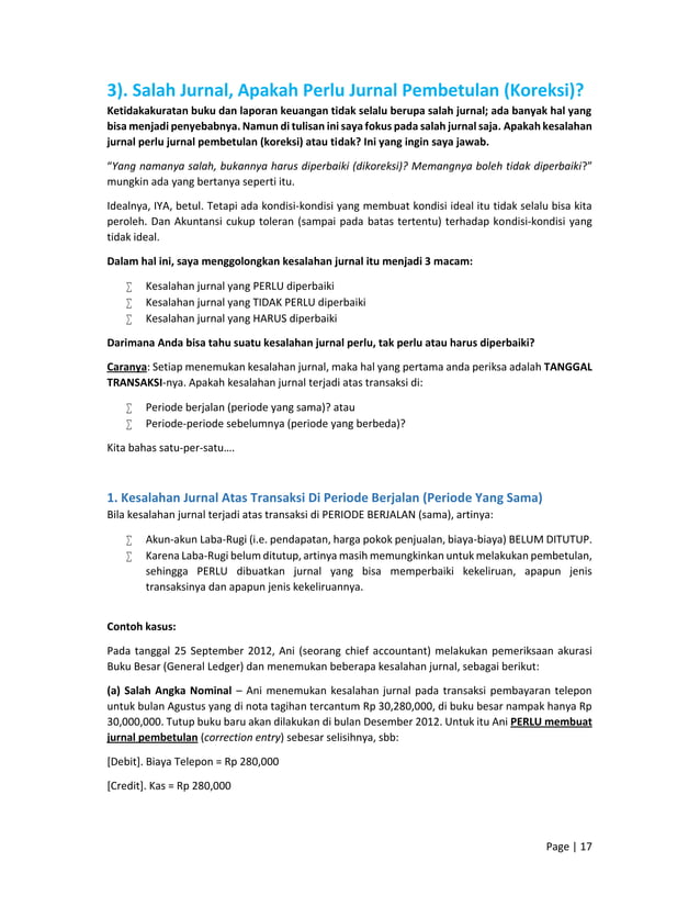 Perbedaan ADJUSTMENT, RE-CLASS & CORRECTION dalam jurnal entry | PDF