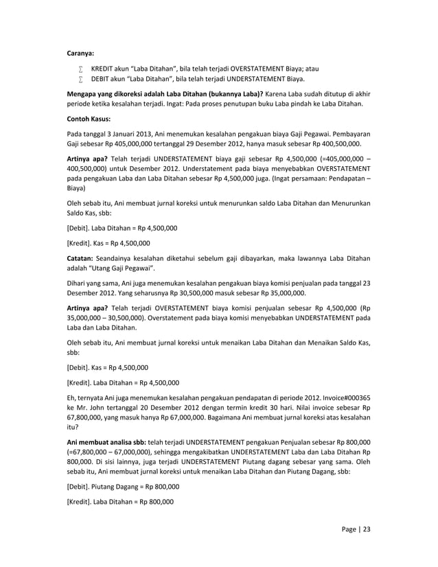 Perbedaan ADJUSTMENT, RE-CLASS & CORRECTION dalam jurnal entry | PDF