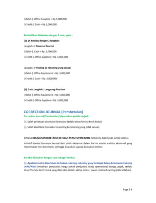 Perbedaan ADJUSTMENT, RE-CLASS & CORRECTION dalam jurnal entry | PDF