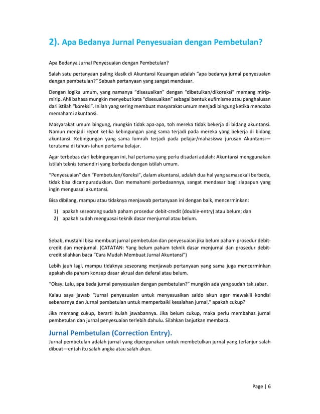 Perbedaan ADJUSTMENT, RE-CLASS & CORRECTION dalam jurnal entry | PDF