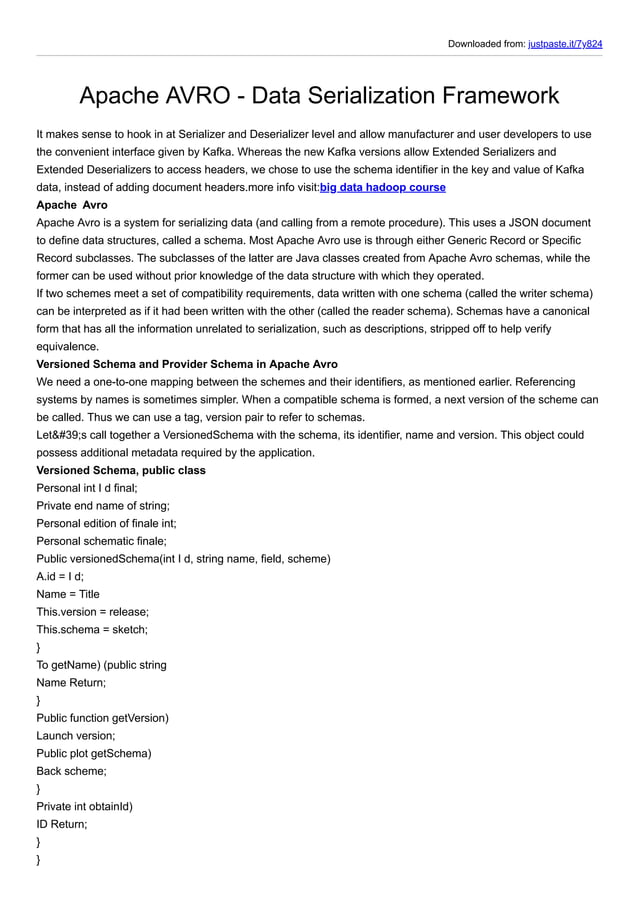Apache Avro Data Serialization Framework Pdf