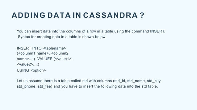 Cassandra Tutorial | Data types | Why Cassandra for Big Data | PPT