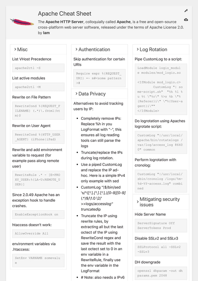 Apache cheat sheet | PDF