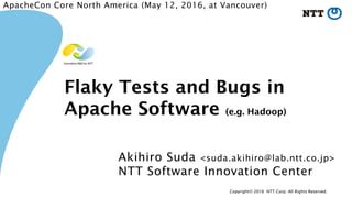 Flaky tests and bugs in Apache software (e.g. Hadoop) | PPT