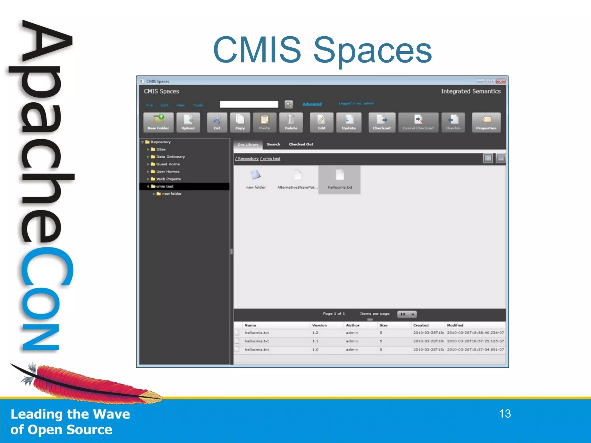 CMIS and Apache Chemistry (ApacheCon 2010) | PPT