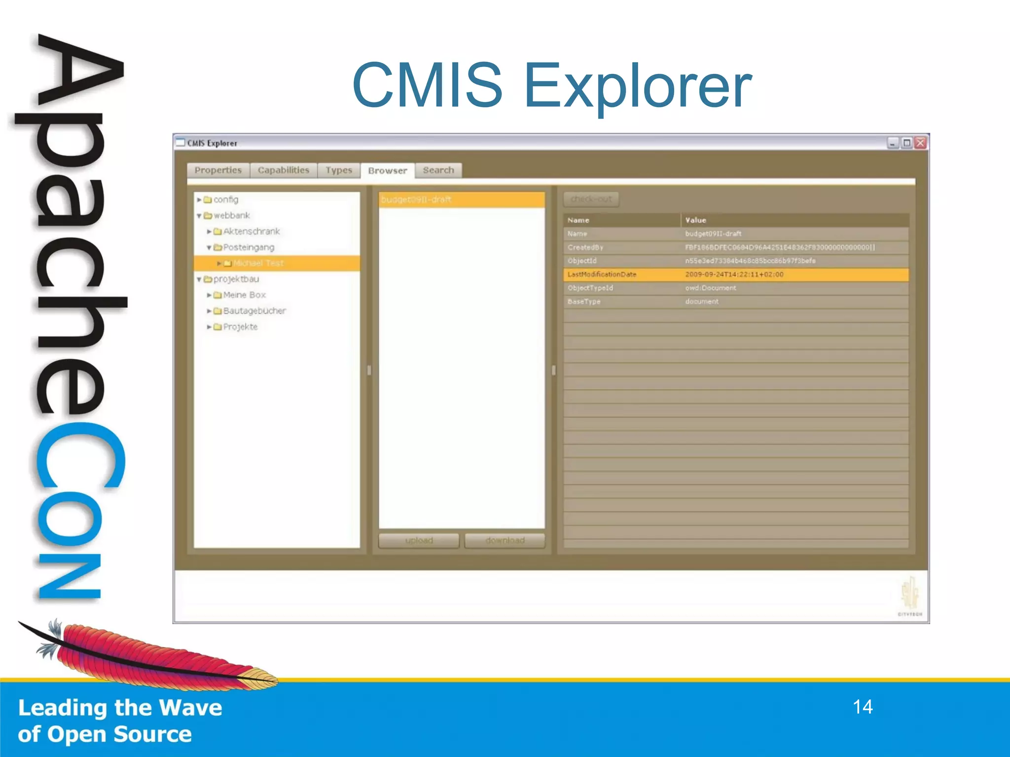 CMIS and Apache Chemistry (ApacheCon 2010) | PPT