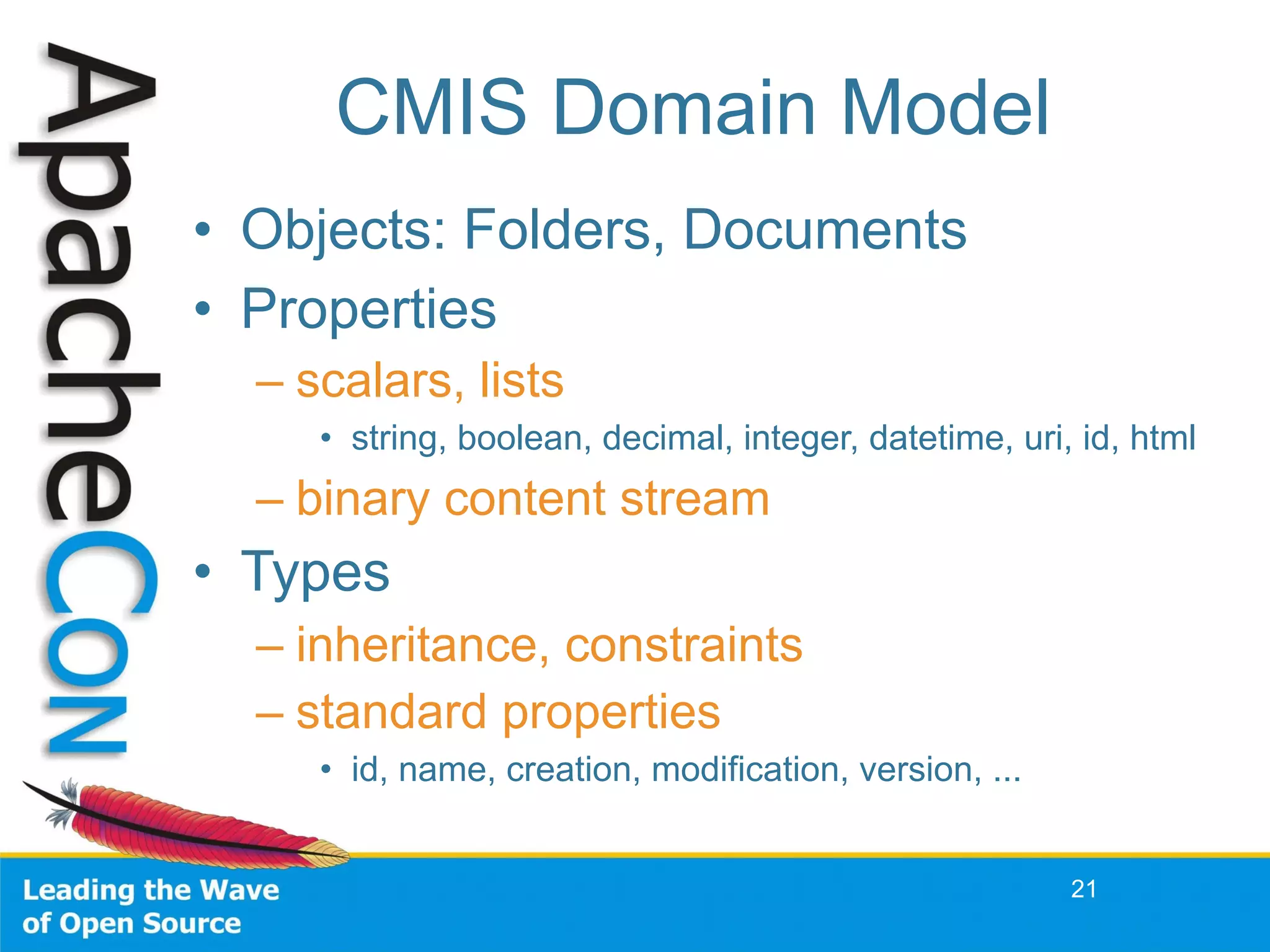 CMIS and Apache Chemistry (ApacheCon 2010) | PDF