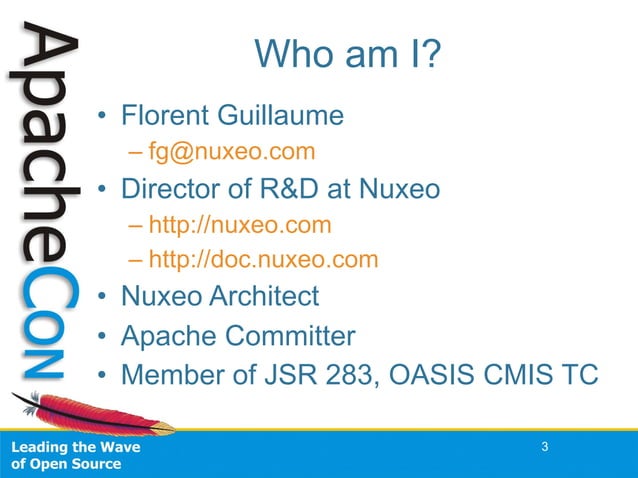CMIS and Apache Chemistry (ApacheCon 2010) | PPT