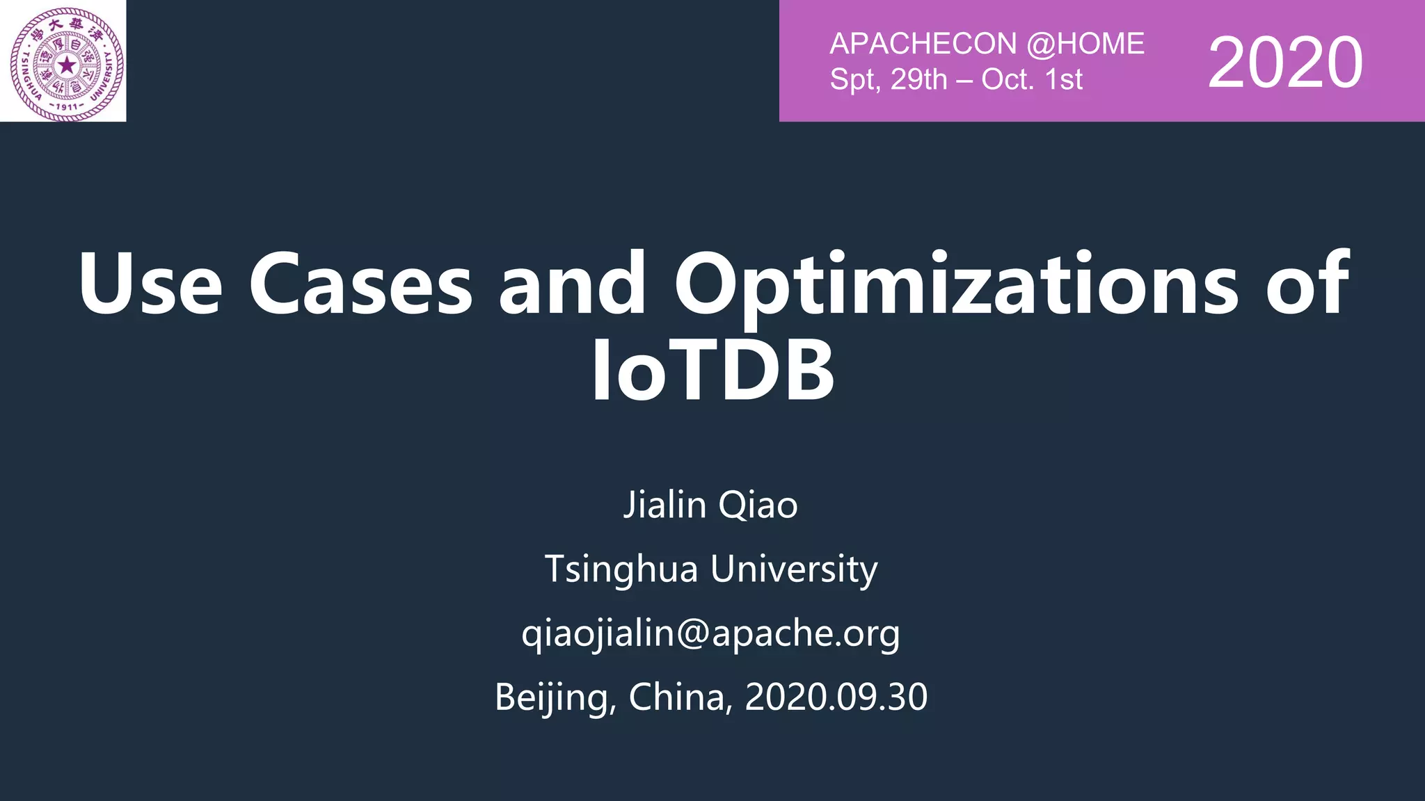 Apache Con 2020 Use Cases And Optimizations Of Iotdb Ppt