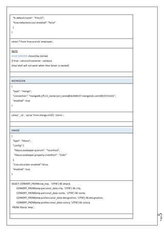 Apache Drill with Oracle, Hive and HBase | DOCX | Databases | Computer Software and Applications