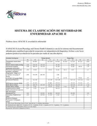 APACHE II: Sistema de clasificación de severidad de enfermedad | PDF