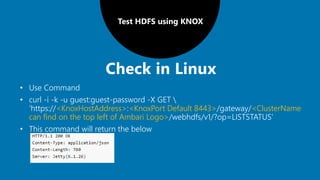Apache Knox setup and hive and hdfs Access using KNOX | PPT