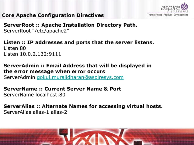 Apache server configuration & optimization | PPT