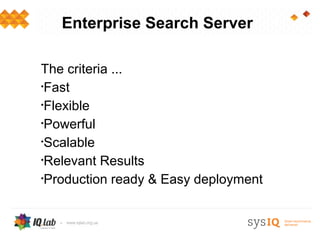 Enterprise Search Solution: Apache SOLR. What's available and why it's so cool | PPT