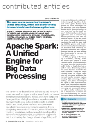 Spark: A Unified Engine for Big Data Processing | PDF