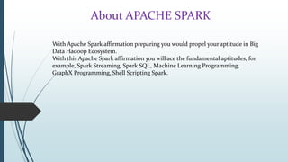 Apache spark online training - GoLogica | PPTX