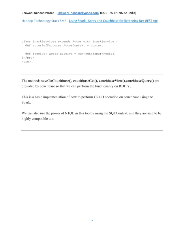 Apache spark with akka couchbase code by bhawani | PDF | Cloud Computing | Internet