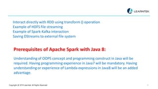 Apache spark with java 8 | PPT