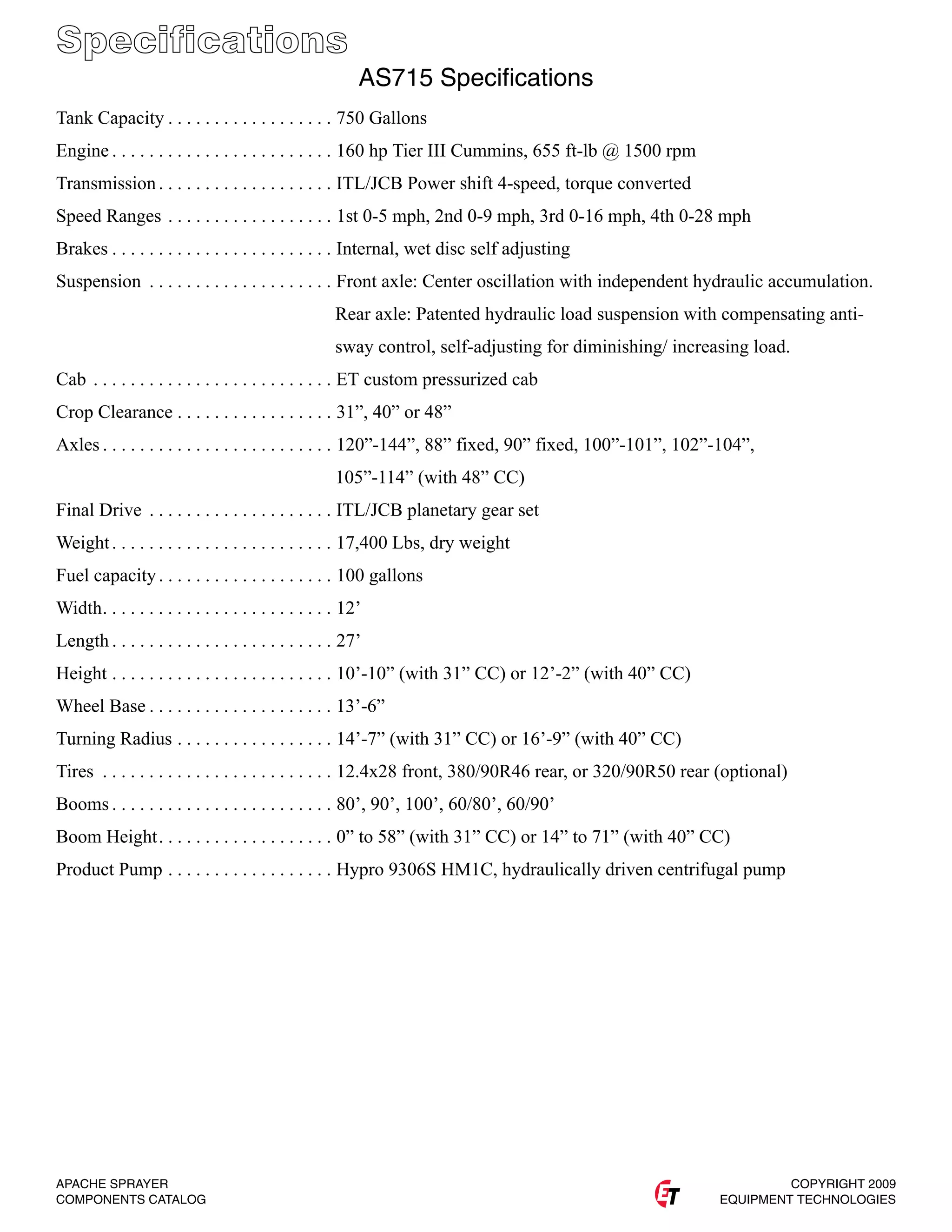 Apache sprayer parts book as715, as1010, as1210 | PDF