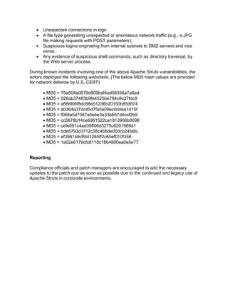Apache struts vulnerabilities compromise corporate web servers | PDF