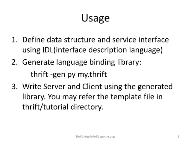 Apache thrift-RPC service cross languages | PPT