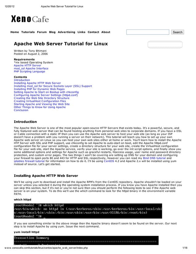 Apache web server tutorial for linux | PDF