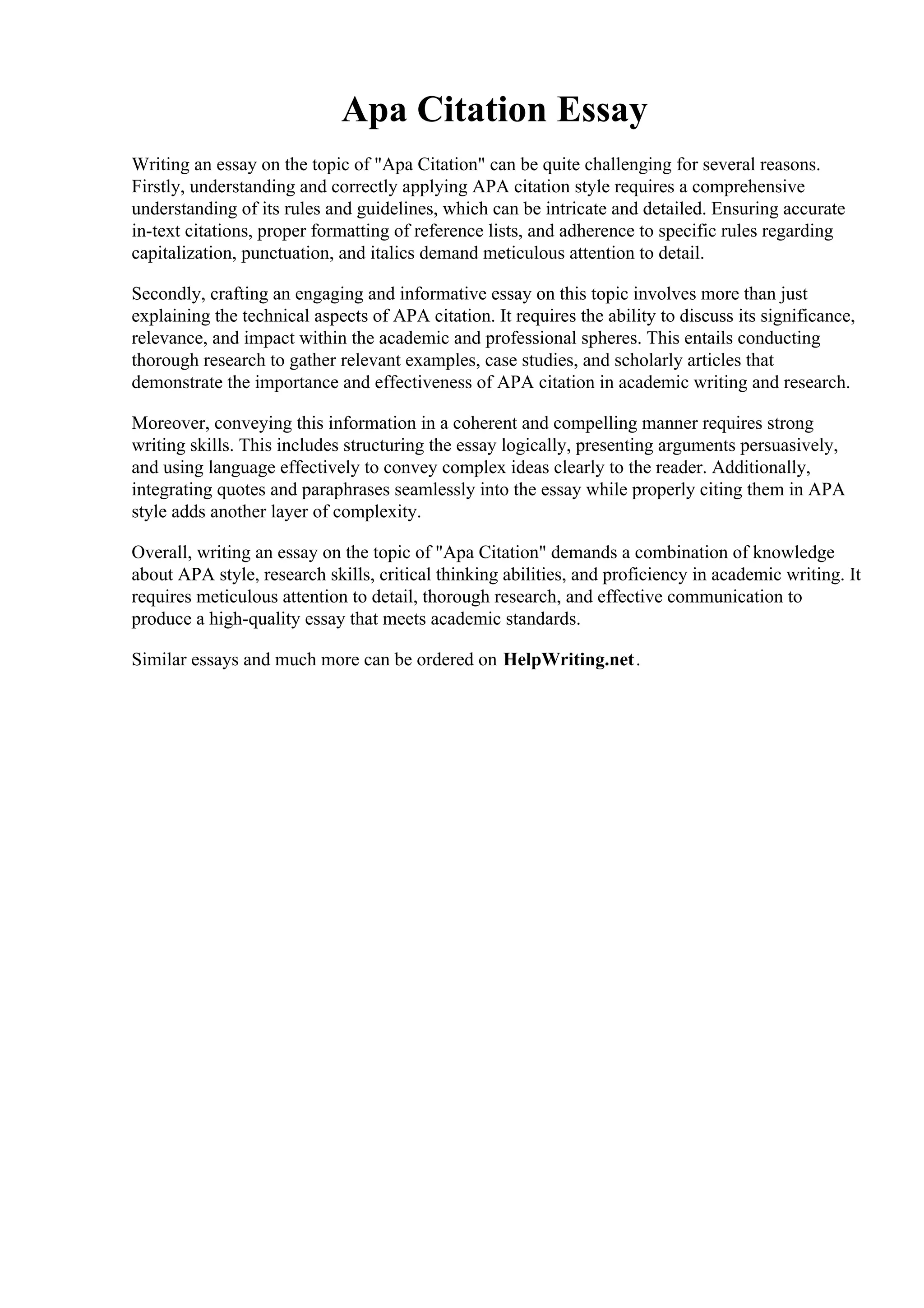 Apa Citation Essay. Msagerber Apa Referencing And Citations | Pdf
