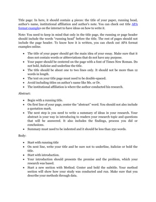 Complete Guide to APA Format Example to Remember | PDF