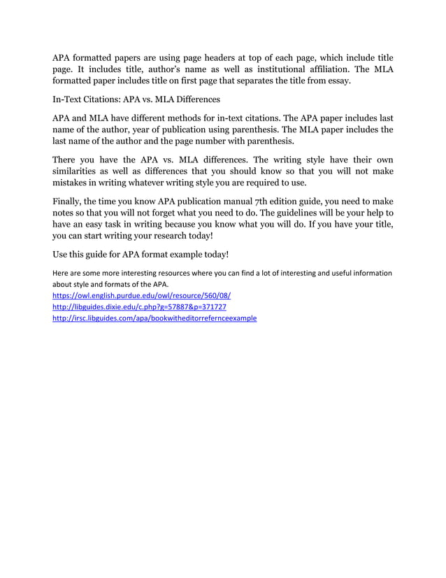 Complete Guide to APA Format Example to Remember | PDF