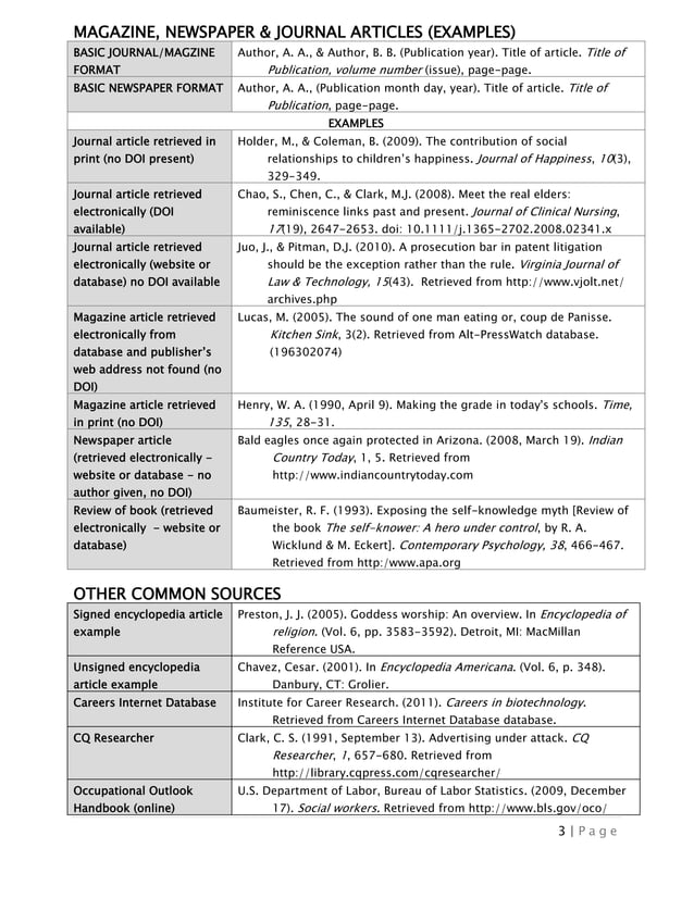 Apa citationhandout | PDF | Search | Internet