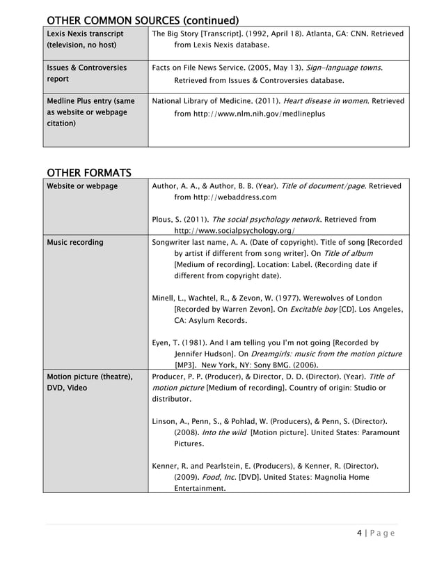 Apa citationhandout | PDF | Search | Internet