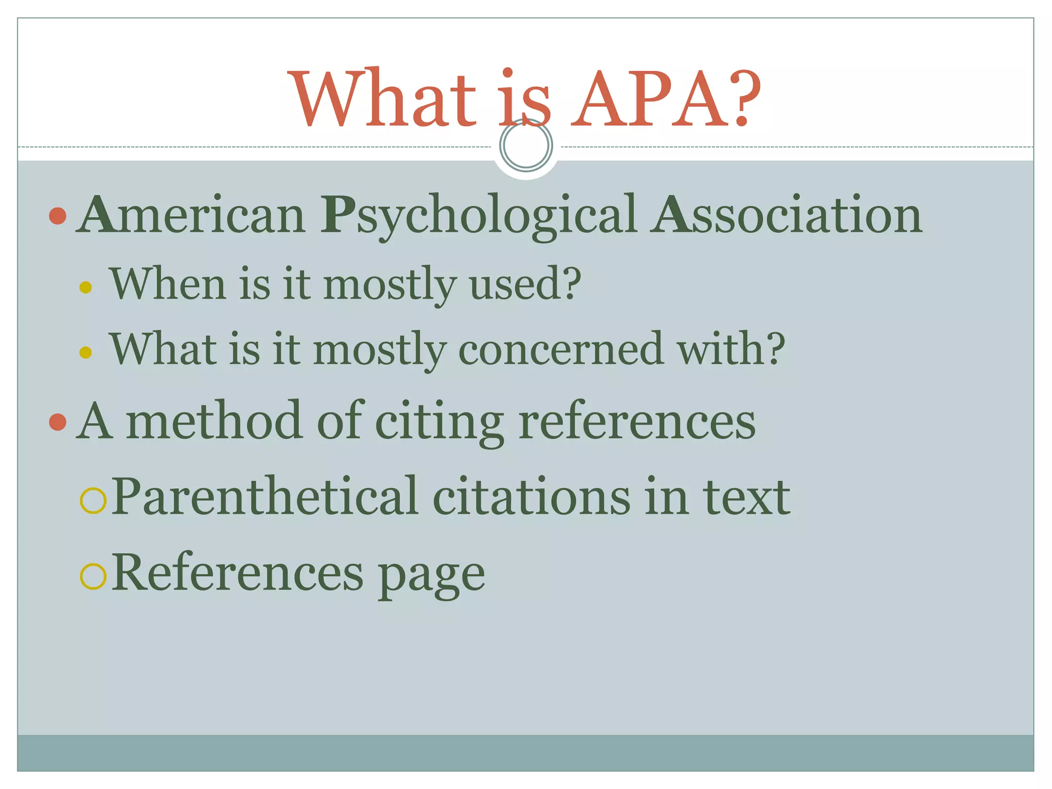 APA Style/ Citation Method | PPT