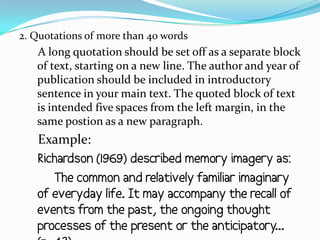 Apa citing, paraphrasing and quoting presentation | PPTX