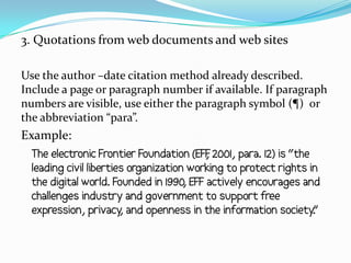 Apa citing, paraphrasing and quoting presentation | PPTX