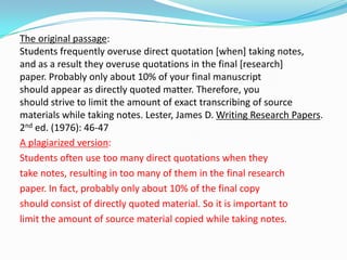 Apa citing, paraphrasing and quoting presentation | PPTX