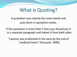 Apa citing, paraphrasing and quoting presentation | PPTX