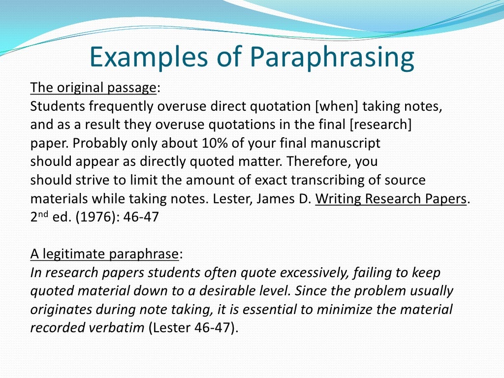 Apa citing, paraphrasing and quoting presentation
