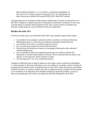 Apa cómo citar el diccionario de la real academia en línea | PDF